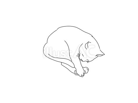 丸くなっている猫イラスト No 24248446／無料イラストフリー素材なら「イラストac」