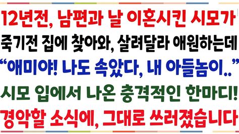 반전신청사연12년전 남편과 날 이혼시킨 시모가 집에 찬아와 비밀을 털어놓는데 애미야 나도 속았다내 아들이 경악할