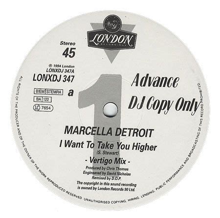 Marcella Detroit I Want To Take You Higher UK Promo 12 Vinyl Single