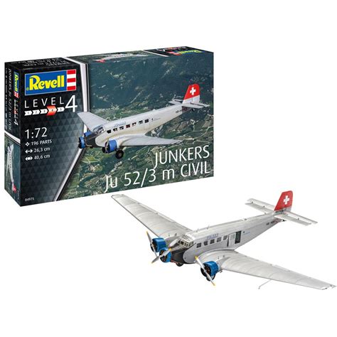 Revell Junkers Ju 52 3 M Civil Aircraft Model Kit Level 4 Scale 1 72