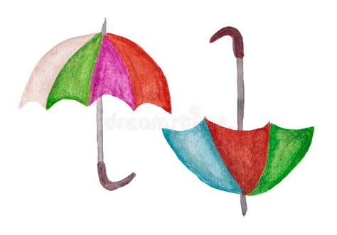 Watercolor Set Of Umbrellas Umbrellas From A Rain Stock Vector