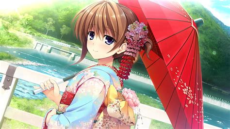 Hd Wallpaper Anime Pretty X Cation 2 Blue Eyes Blush Brown Hair