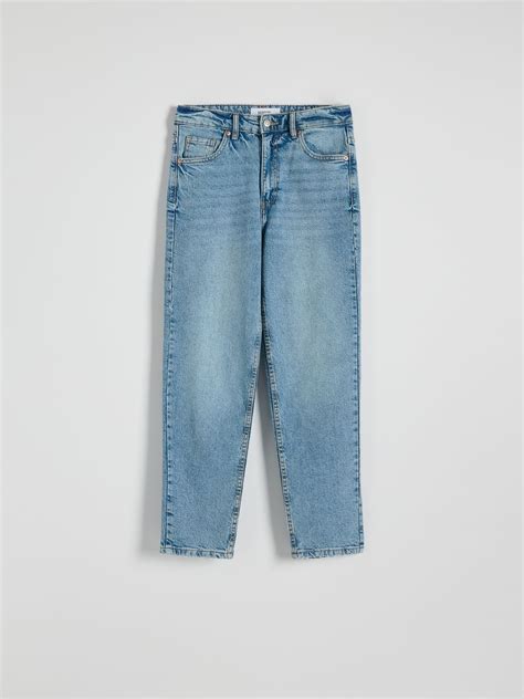 Jeansy Mom Fit Kolor Niebieski Reserved 088ao 55j