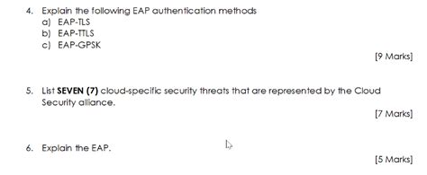 Solved 4 Explain The Following Eap Authentication Methods