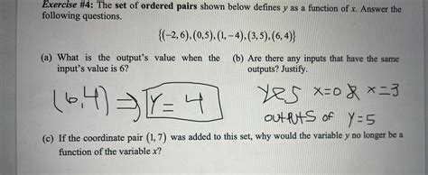 Exercise 4 The Set Of Ordered Pairs Shown Below Defin Math