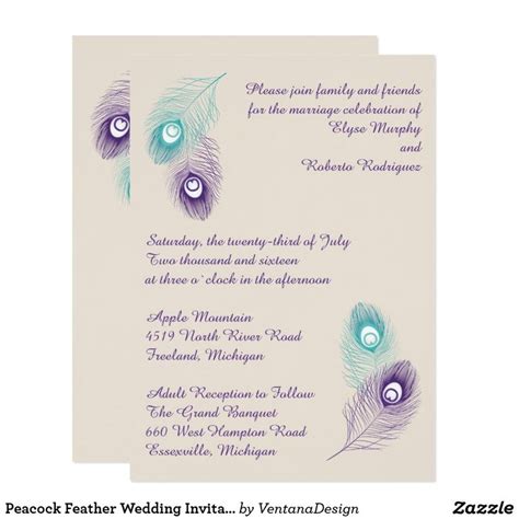 Peacock Feather Wedding Invitation Zazzle In 2024 Peacock Feather