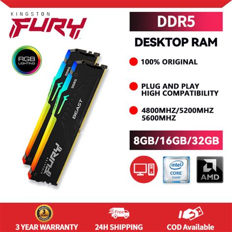 Kingston Fury Beast RGB DDR RAM GB GB GB Desktop Memory MHz MHz MHz PC