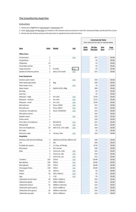 Free Printable Asset List Templates Excel PDF Word