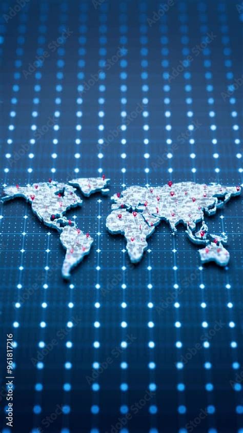 Abstract Animation Of The World Map With Pointers Pins Navigation