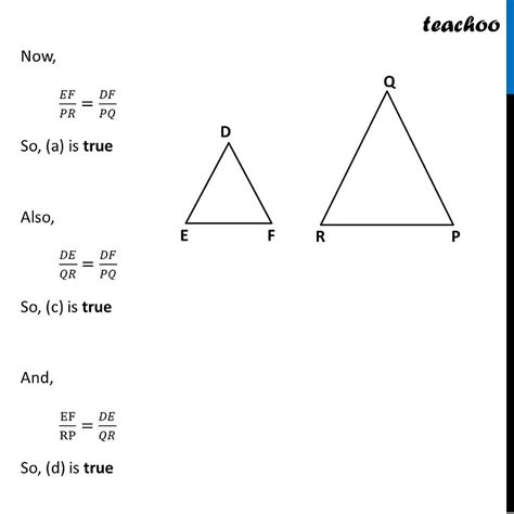 Mcq If In Two Triangles Def And Pqr D Q And R E