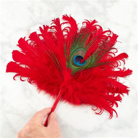 Red Peacock Fan Pick With Hanger Feathers Basic Craft Supplies