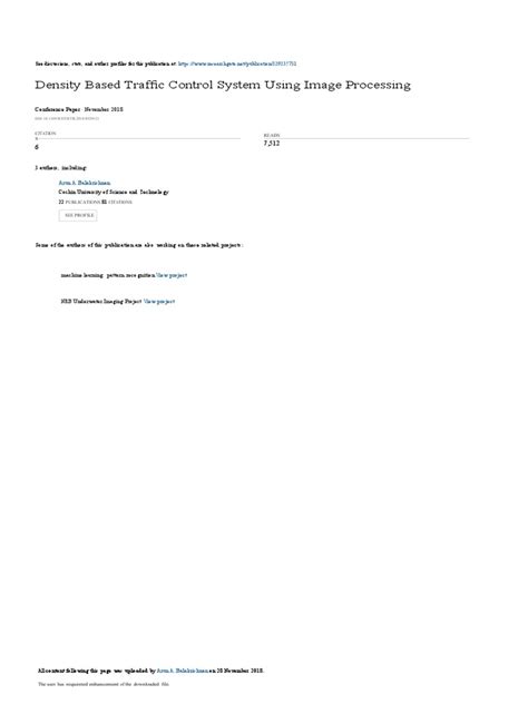 Density Based Traffic Control System Using Image Processing November 2018 Pdf Traffic