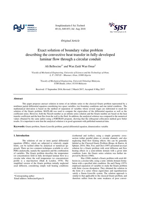 Pdf Numerical Simulation Of Heat Transfer Of Turbulent Flow Inside A