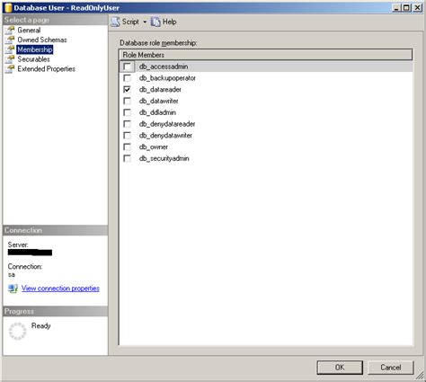 sql server a login is a member of db datareader and public roles only
