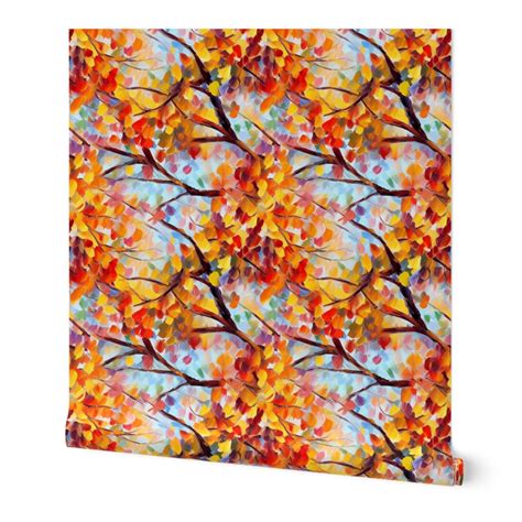 Fall Tree Canopy Looking Up Into The Sky Wallpaper Spoonflower