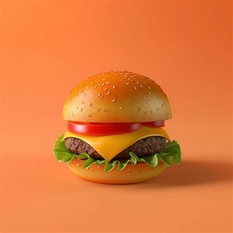 D Rendering Of Burger Premium Ai Generated Image