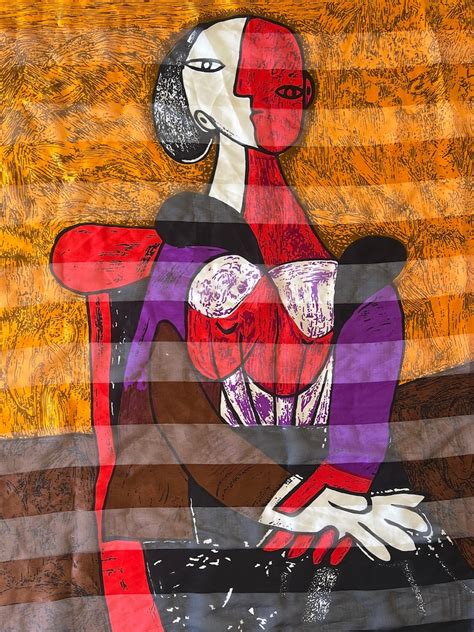 Vintage Picasso Label Silk Scarf Abstract Woman Etsy
