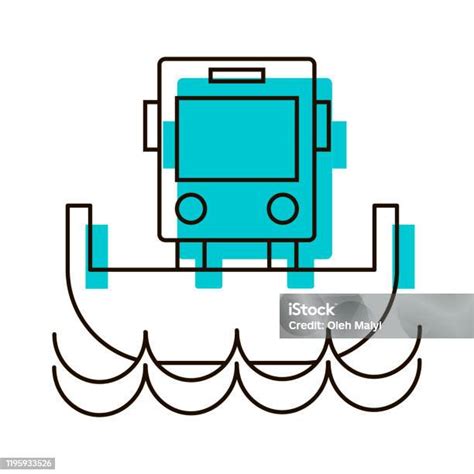 巴士的渡船汽車過河水運設計項目向量插圖在白色背景上與陰影隔離的圖示向量圖形及更多交通方式圖片 交通方式 人 人群 Istock