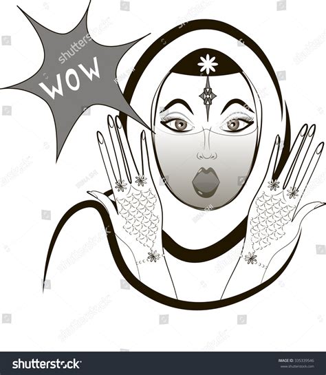 Surprised Arabic Woman Face Open Mouth Stock Vector Royalty Free