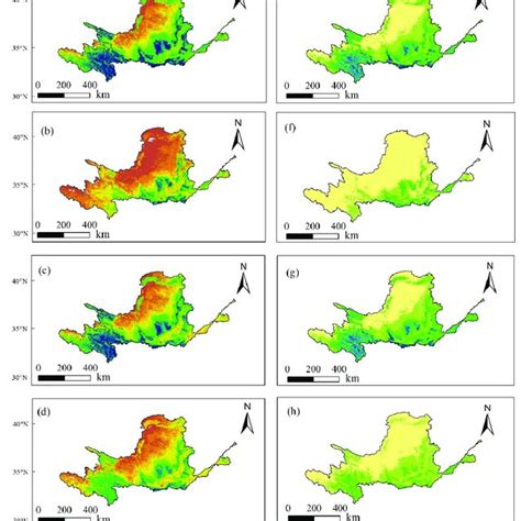 Spatial Variation Of Average Ndvi And Sif In Different Seasons A H Download Scientific
