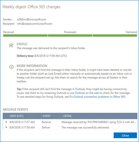 Message Tracking In Office 365 Exchange Online