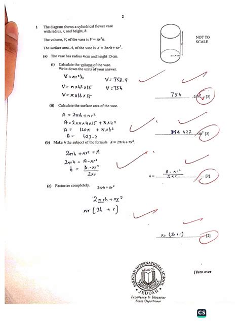 Y9 Maths Mid Year P4 Kk Pdf
