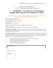 Sample Mid Semtest Pdf COMP90059 Semester 2 2019 Sample Mid Semester