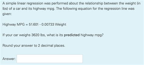 solved a simple linear regression was performed about the