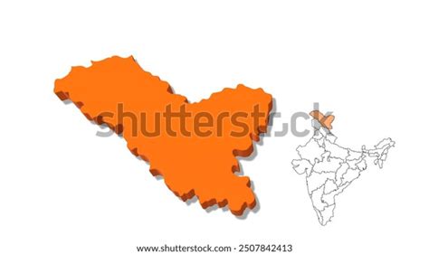 India Map Showing Ladakh State Detail Stock Illustration 2507842413
