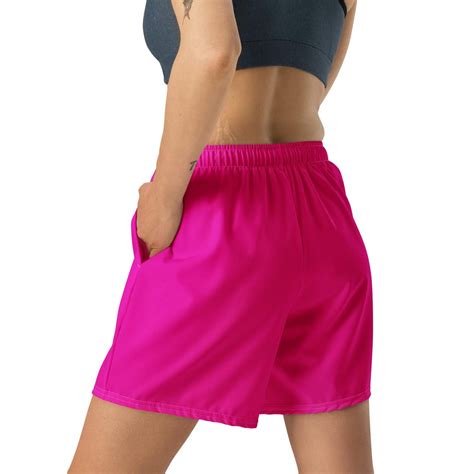 Solid Hot Pink Athletic Shorts Summer Beach Shorts Gym Workout
