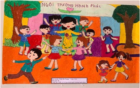 Tranh vẽ ngôi trường hạnh phúc đẹp nhất DYB