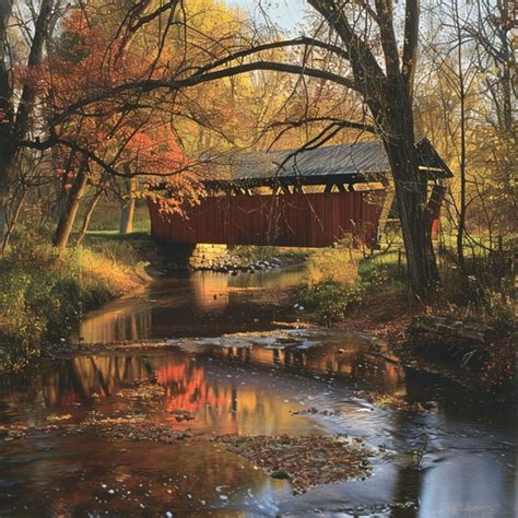 Free Autumn Bridge Scenery Image Autumn Bridge Foliage Download