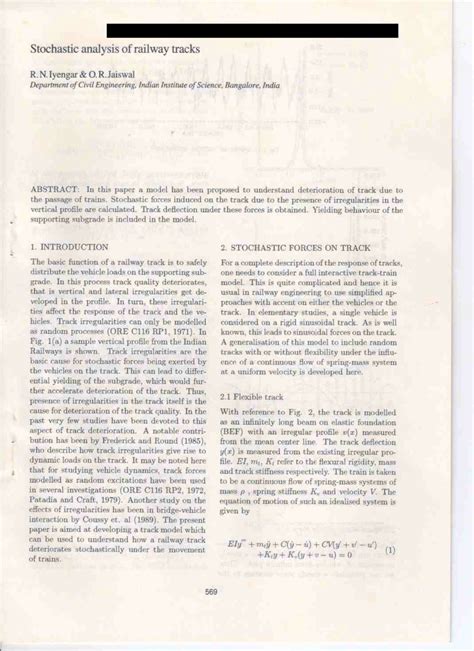pdf stochastic analysis of railway tracks
