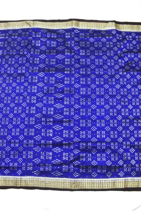 Blue Colour Pasapali Design Sambalpuri Handloom Bandha Silk Saree