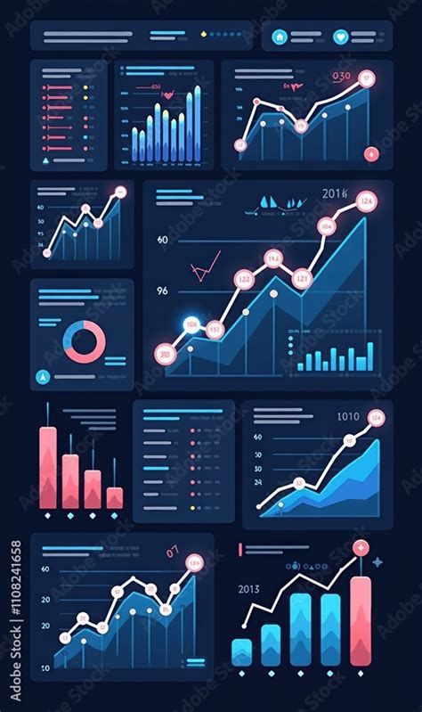 Modern Data Visualization Dashboard Featuring Charts And Graphs Representing Trends And