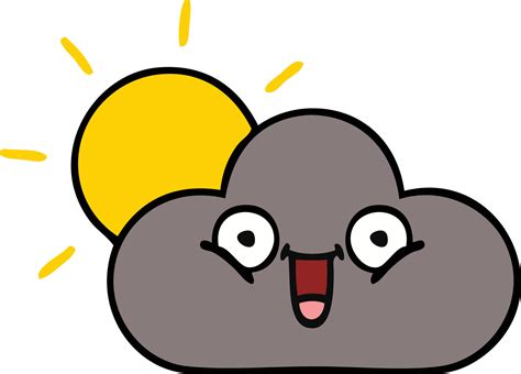 Cute Cartoon Storm Cloud And Sun 10730689 Vector Art At Vecteezy