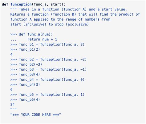 solved write a function funception that takes in another