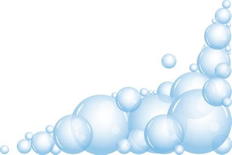 Cartoon Soap Foam With Bubbles Light Blue Suds Of Bath Shampoo