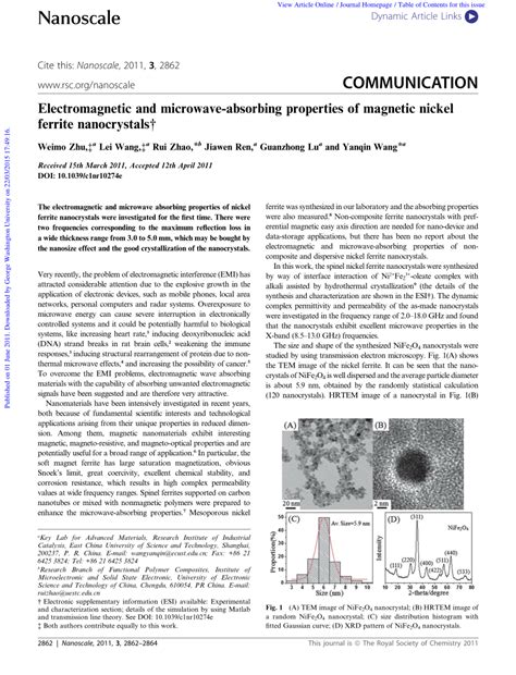 Pdf Electromagnetic And Microwave Absorbing Properties Of Magnetic
