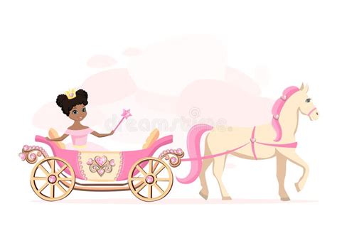 Bella Princesa En Un Carruaje Rosa Decorado Con Joyas En Forma De