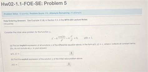 solved consider the inital value problem for the function y