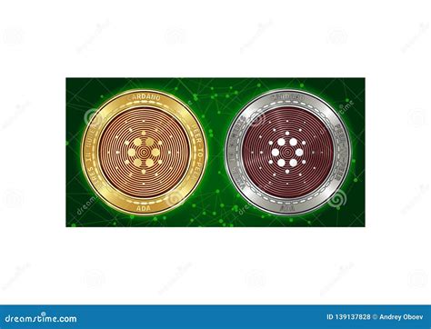Golden And Silver Cardano Ada Cryptocurrency Coins On Background Of