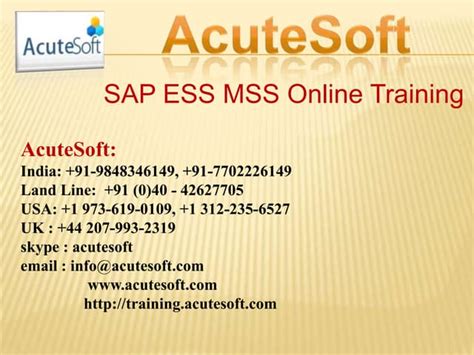 Sap Ess Mss Online Training Ppsx Business Business And Finance
