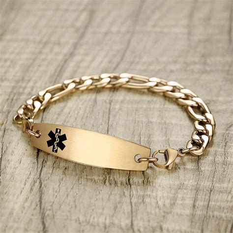 Figaro Medical Id Bracelet Gold My Identity — My Identity Medical