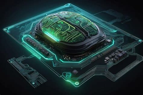 Premium Photo Artificial Cyber Brain For Neural Networks Design Glowing Gpu Circuit Board