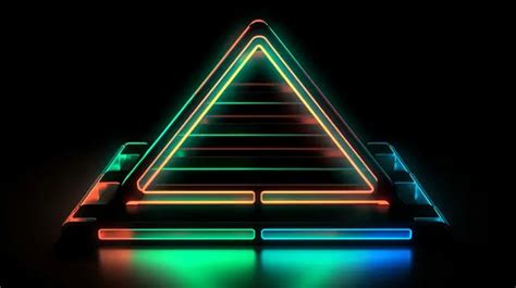 3d Platform Design With Black Neon Triangle Background 3d Rendering