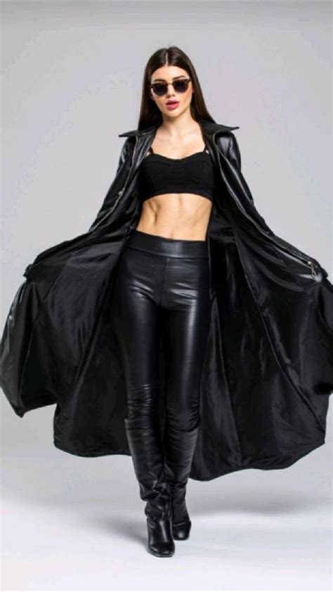 Women Leather Long Trench Coat Long Leather Coat Womens Lab Coat