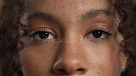 Half Face With Eyes Eyebrows Nose Pretty African Woman Natural Beauty Young Girl With Curly