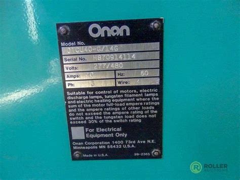 Onan Transfer Switch Roller Auctions