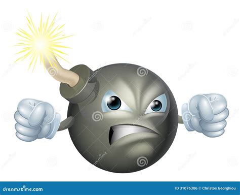 Cartoon Bomb, Fuse, Wick, Spark Icon. Dead Smiley. Vector Illustration ...